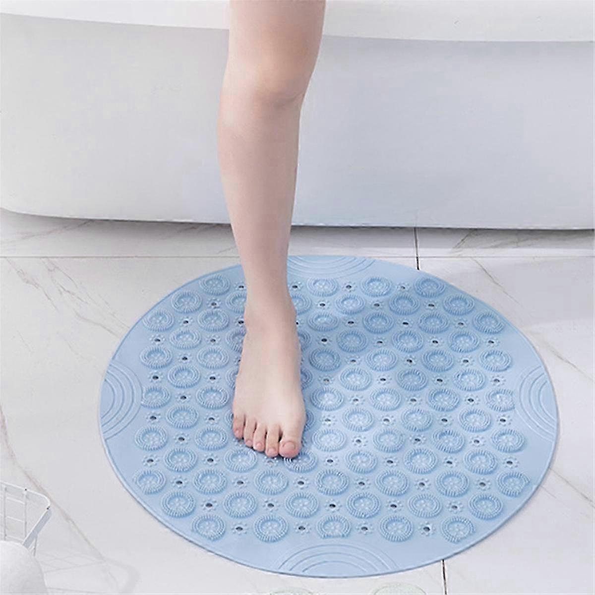 Round Non-Slip Shower Mat Strong Suction Bath Mats with Drain Holes ...