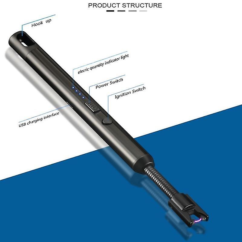 Usb Electric Rechargeable Long Kitchen Lighter For Stove Windproof Led ...