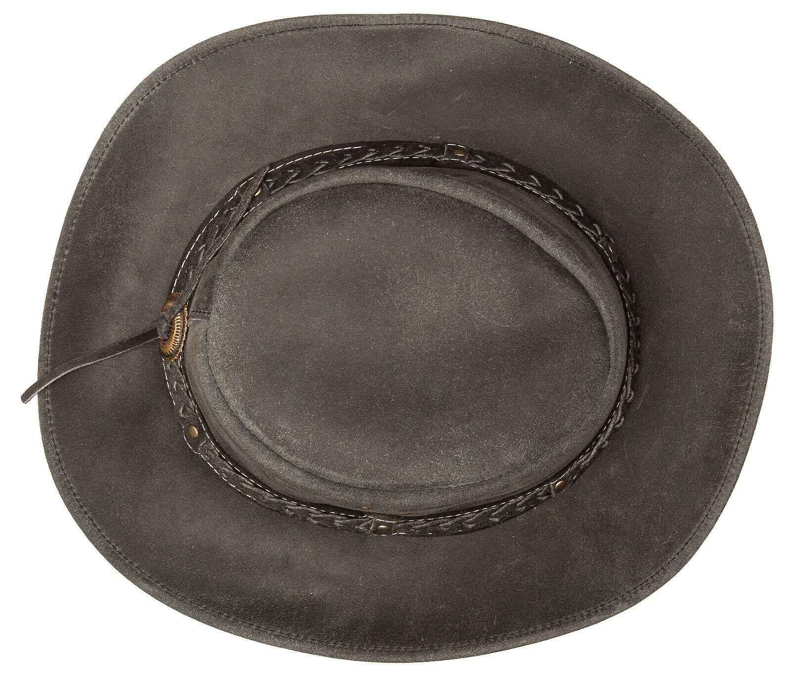 Cowboy Aussie Real Leather Hat Australian Black Western Outback Bush ...
