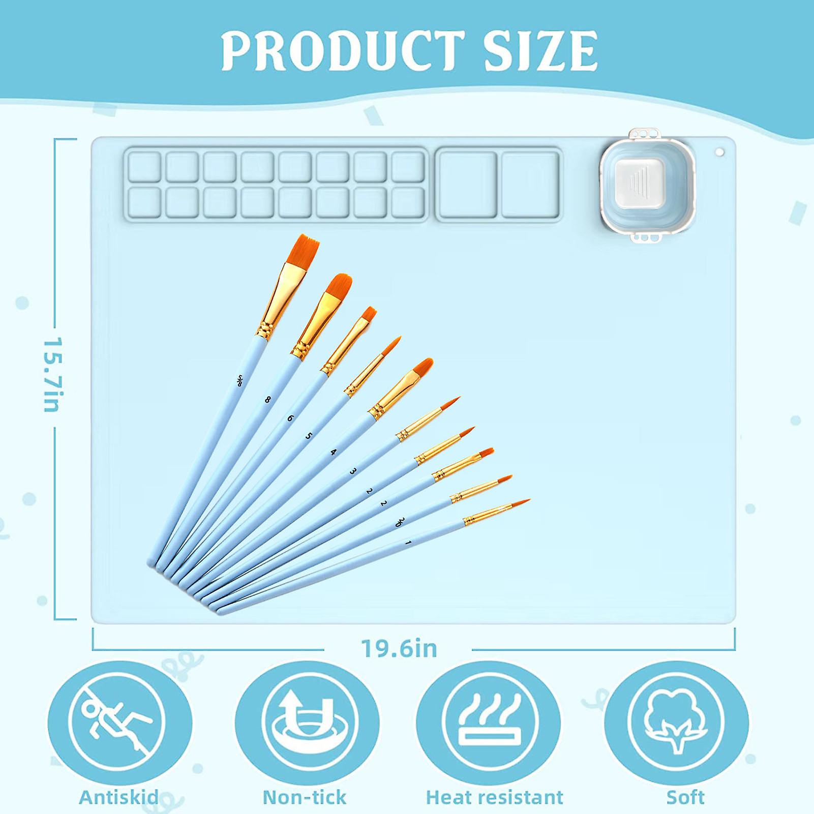 Craft Paint Pad With Brush Cleaner Cup Washable Silicone Art Mat For ...