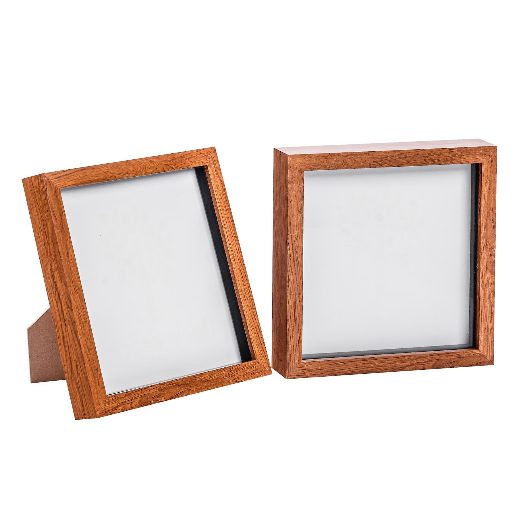 Dark Wood Effect 8x8 Box Photo Frame - Standing & Hanging - Pack of 2 ...