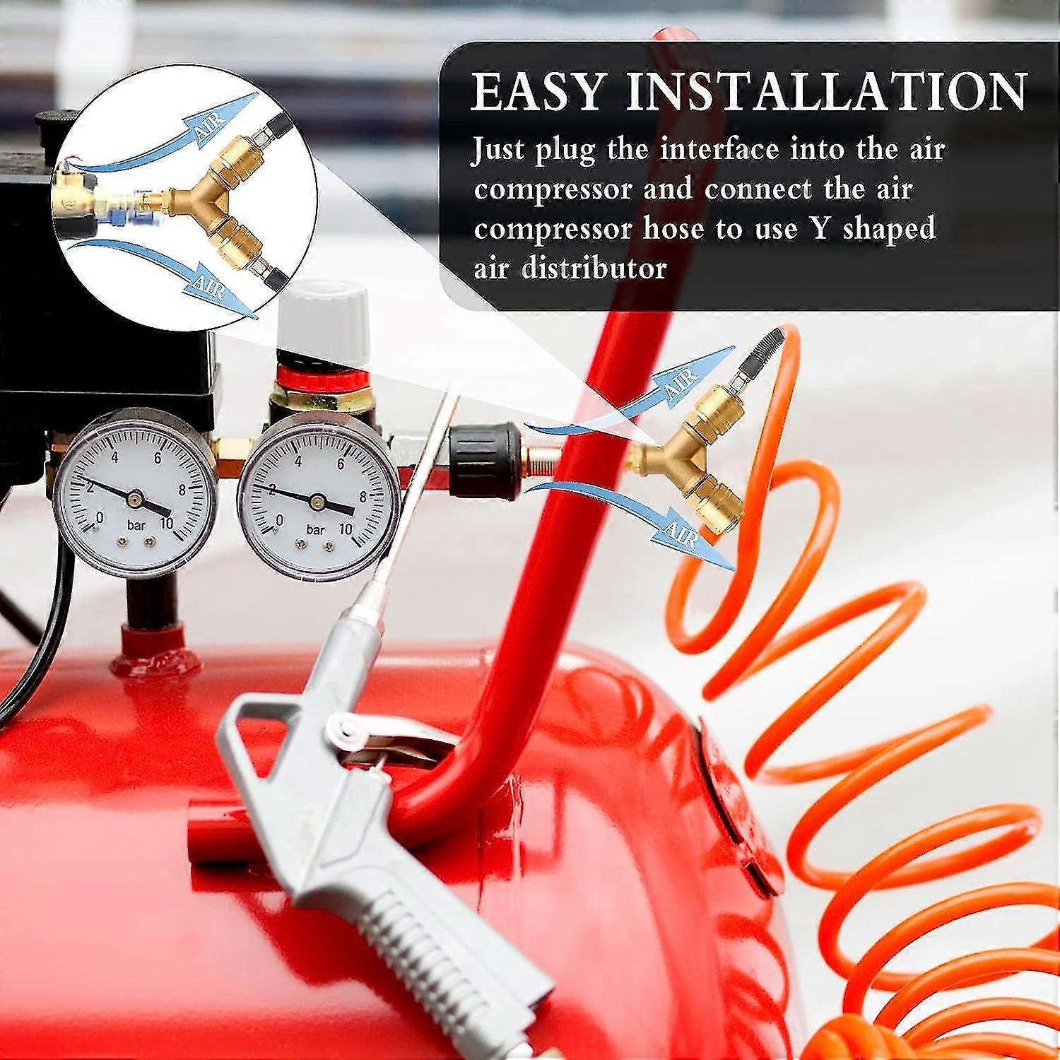 Airline Hose Connectors, 1/4" BSP Air Line Fittings 3 Way Quick Release ...