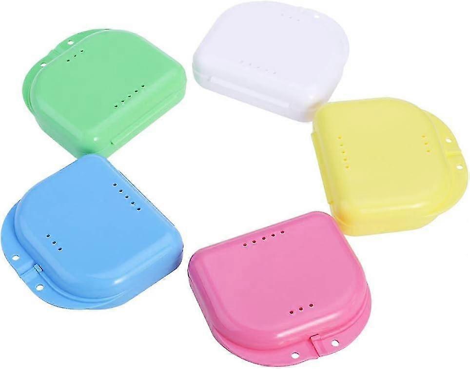5 Pieces Dental Appliance Storage Boxes, Denture Bath Box Orthodontic ...