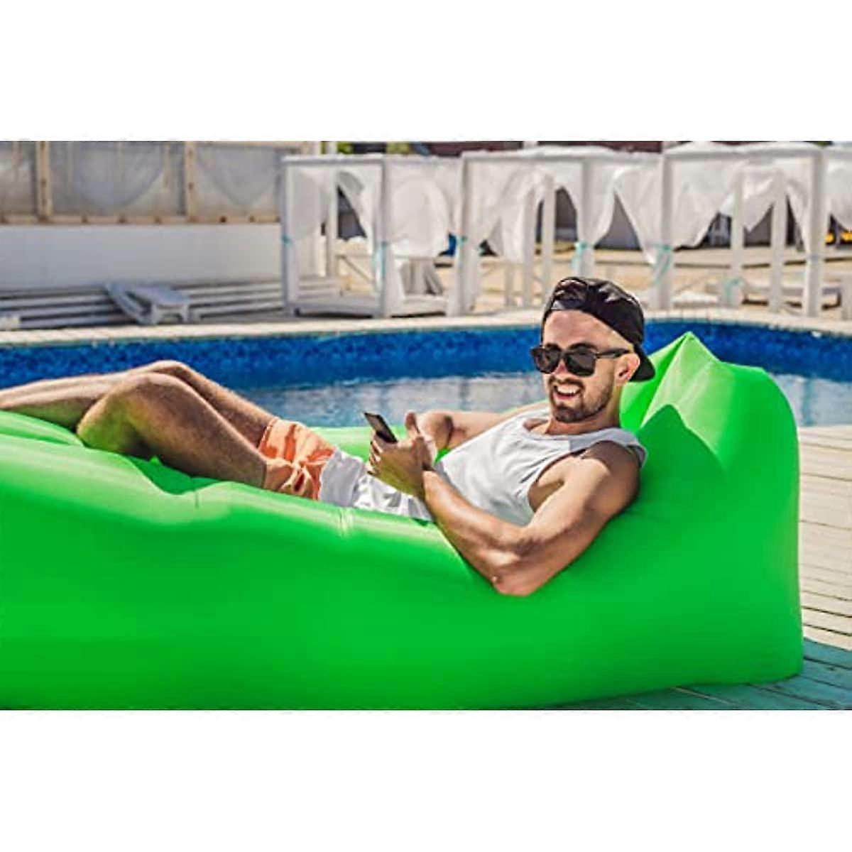 Inflatable Lounger Couch Air Lounger Lazy Sofa with Carry Bag Hammock ...