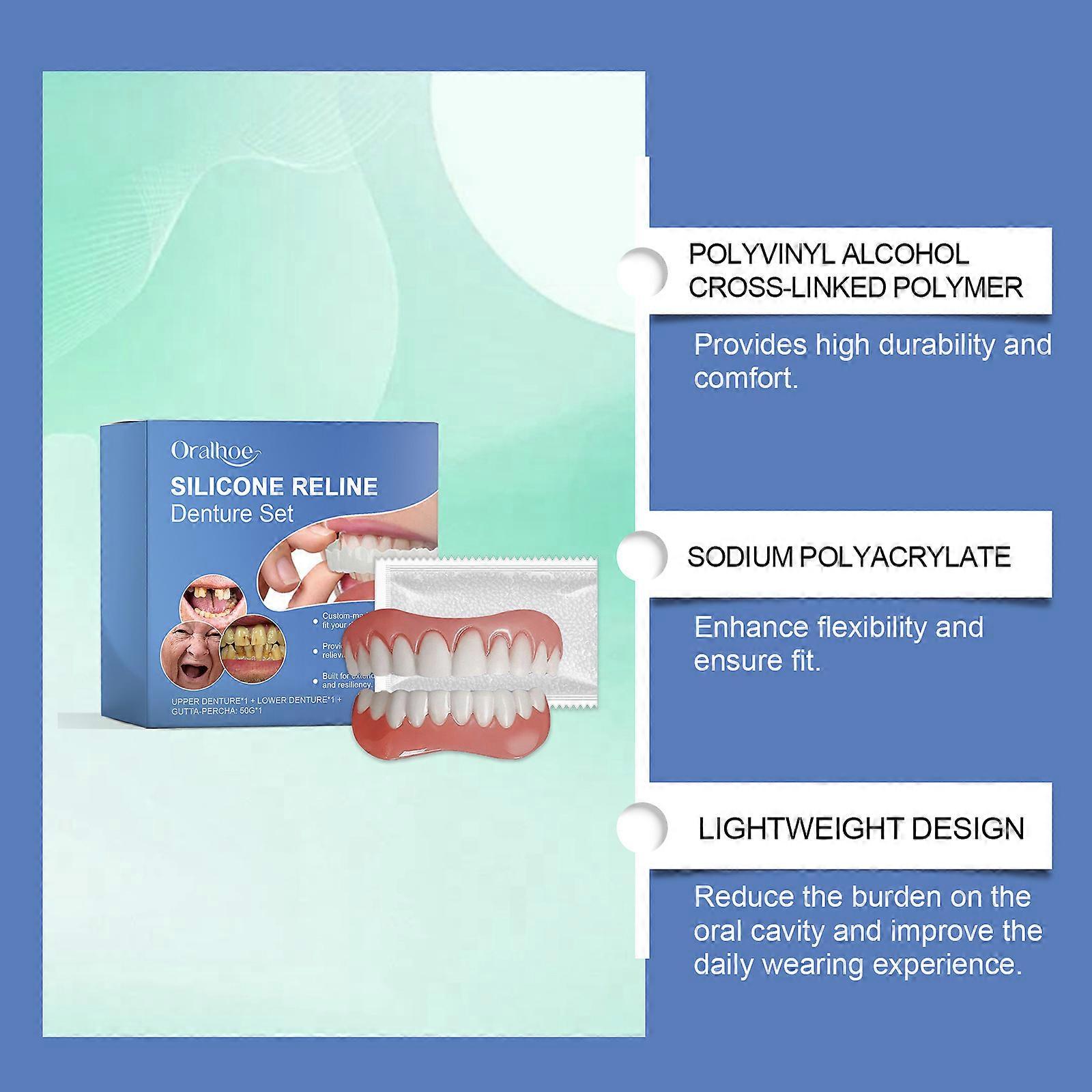 Denture Silicone Reline Kit, Upper And Lower Veneers Teeth For Women ...