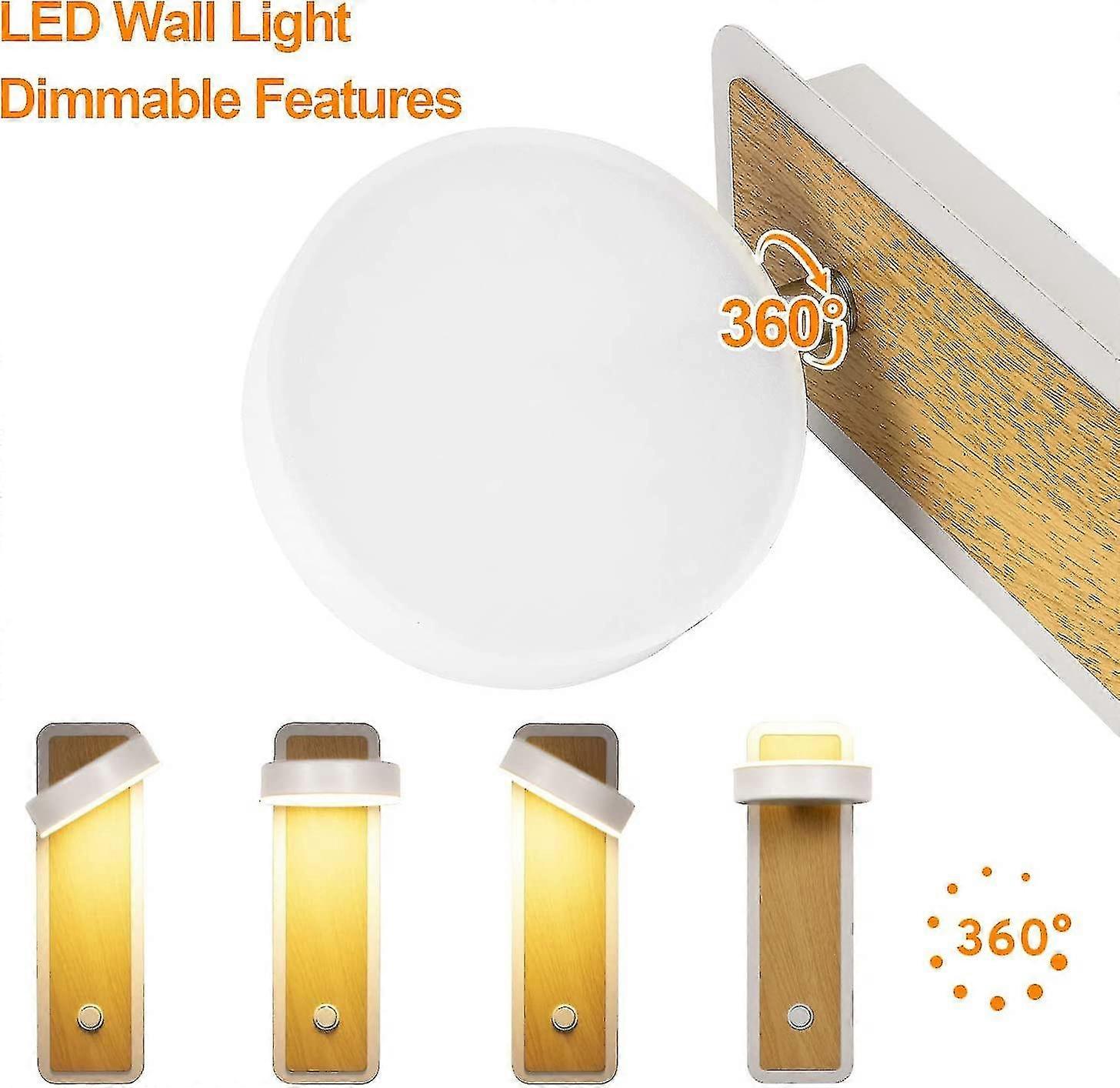 Indoor Led Wall Light 360 Rotatable 12w Dimmable Modern Led Wall Sconce ...