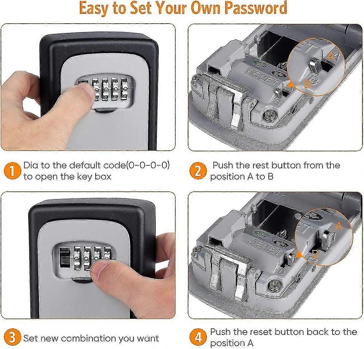 Key Lock Box Wall Mounted, 4 Digit Combination Lock Box For House Key ...