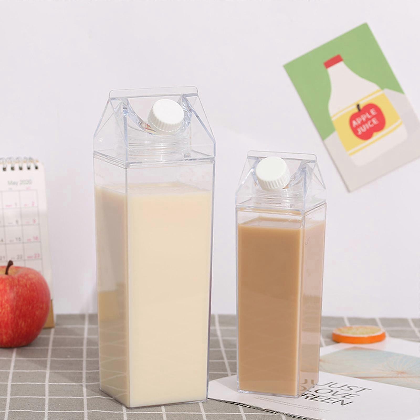 Milk Carton Water Bottle Clear Square Milk Bottles Plastic Leak Proof ...