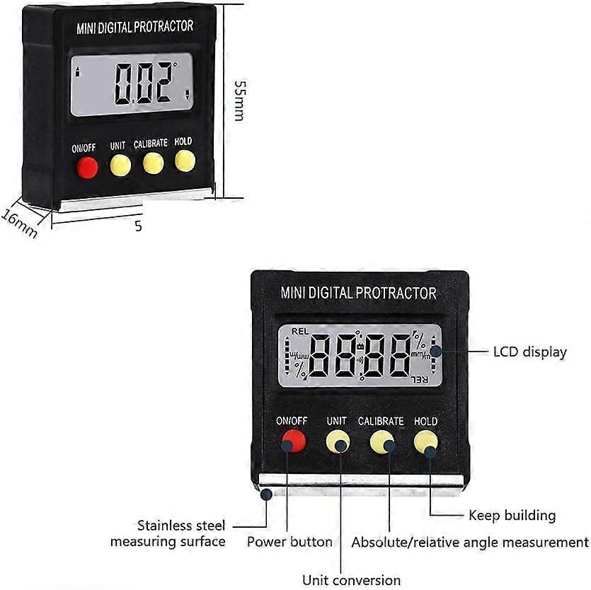 Mini Black Electronic Digital Inclinometer Slope Level Gauge Magnetic ...