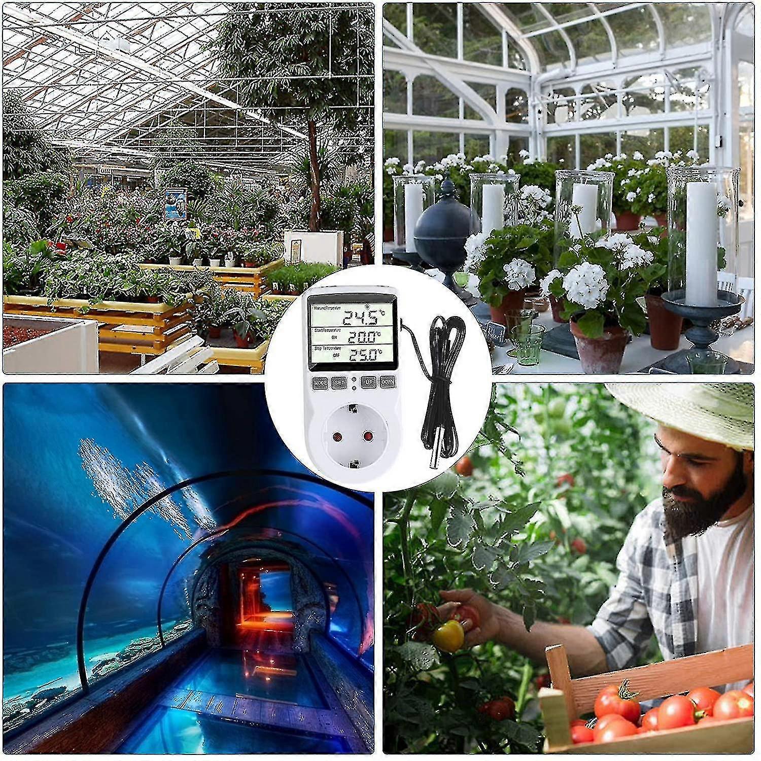 Digital Temperature Controller Socket Thermostat For Greenhouse Farm Glass Container Eu-plug ...