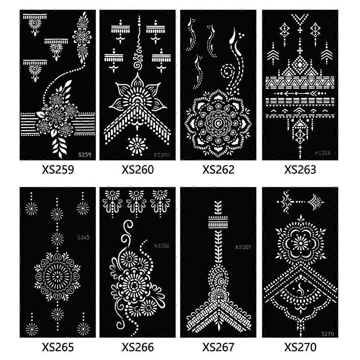 Temporary Tattoo Stencil - 8 Sheets Henna Tattoo Template for Hand ...