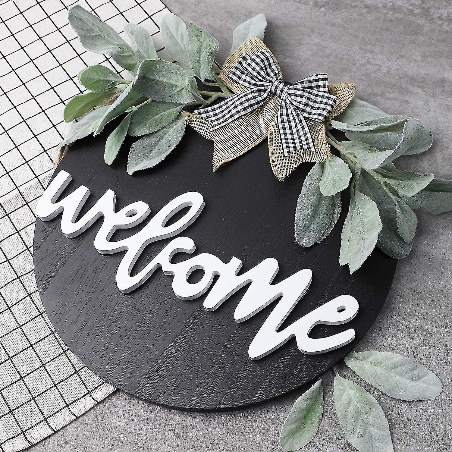Front Door Welcome Sign Log Welcome Sign Farmhouse Welcome Wreath Sign ...