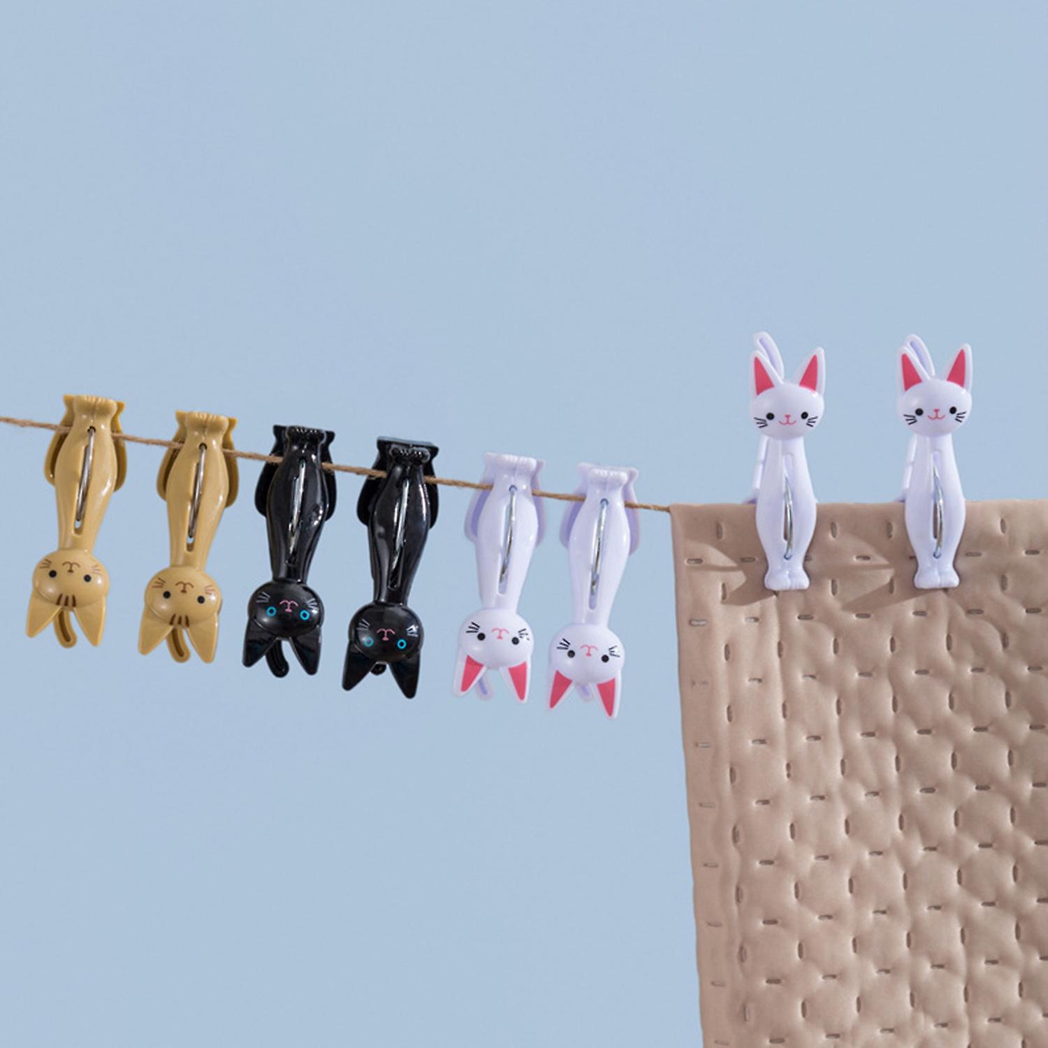 4Pcs Long Tail Handle Laundry Clips Creative Cats Shape Quilt Blanket ...