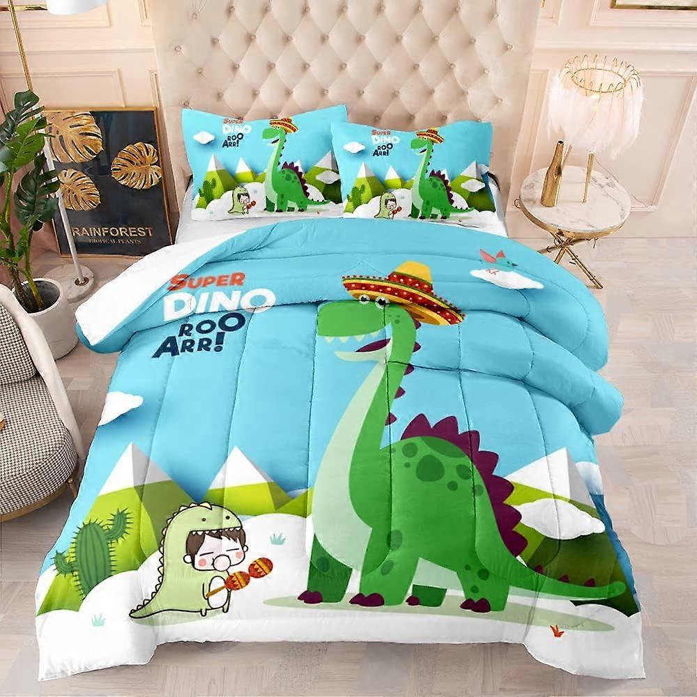 Cartoon Little Dinosaur Duvet Cover Lightweight Soft Microfiber Quilt ...