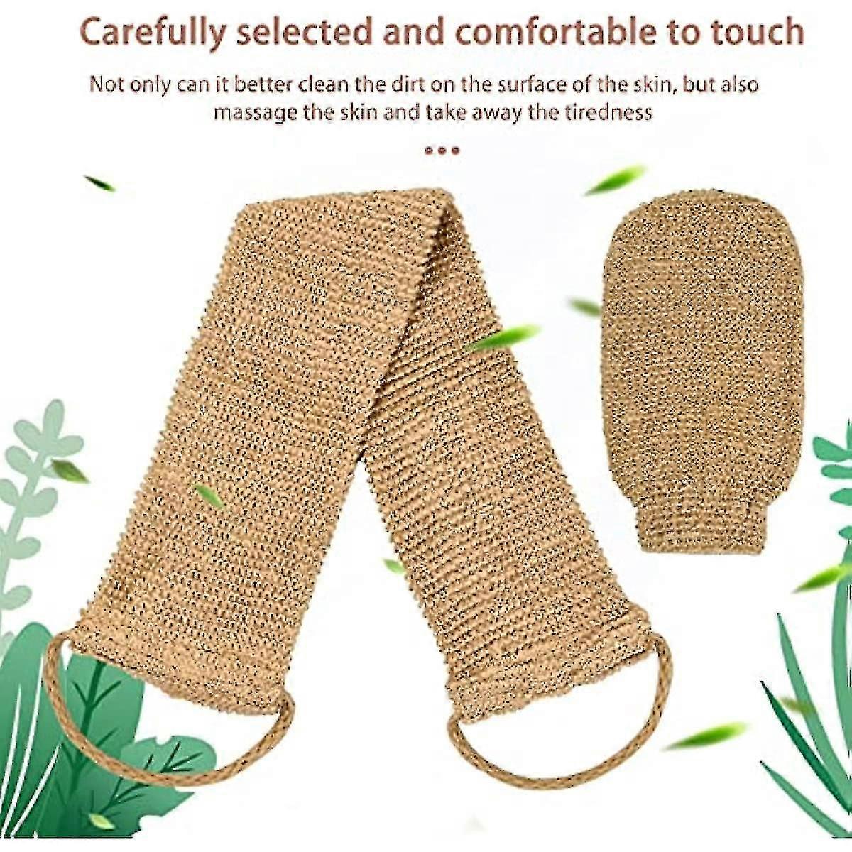 Back Scrubber Exfoliator, 100% Natural Hemp Exfoliating Glove And Strap ...