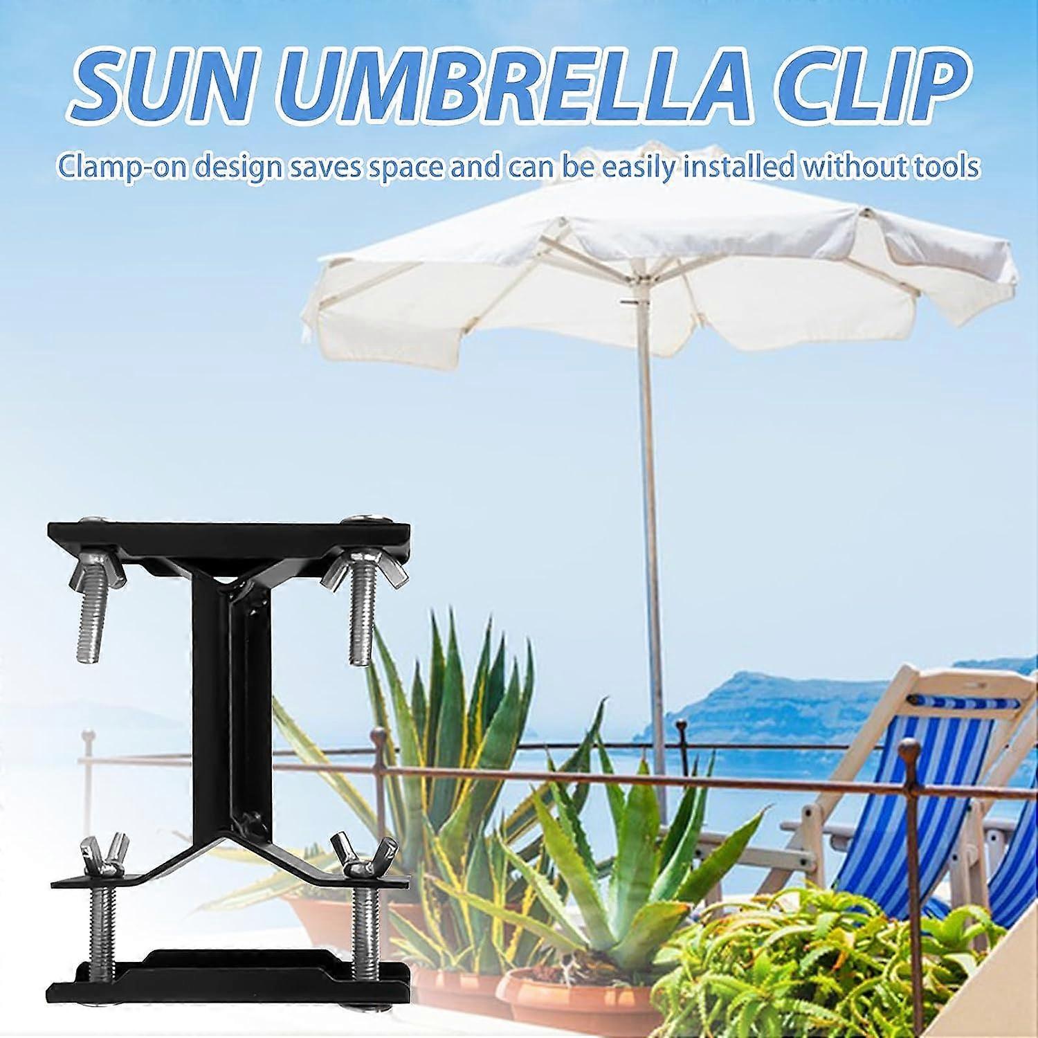 Patio Umbrella Clamp Black Parasol Holder Balcony Railing Umbrella ...