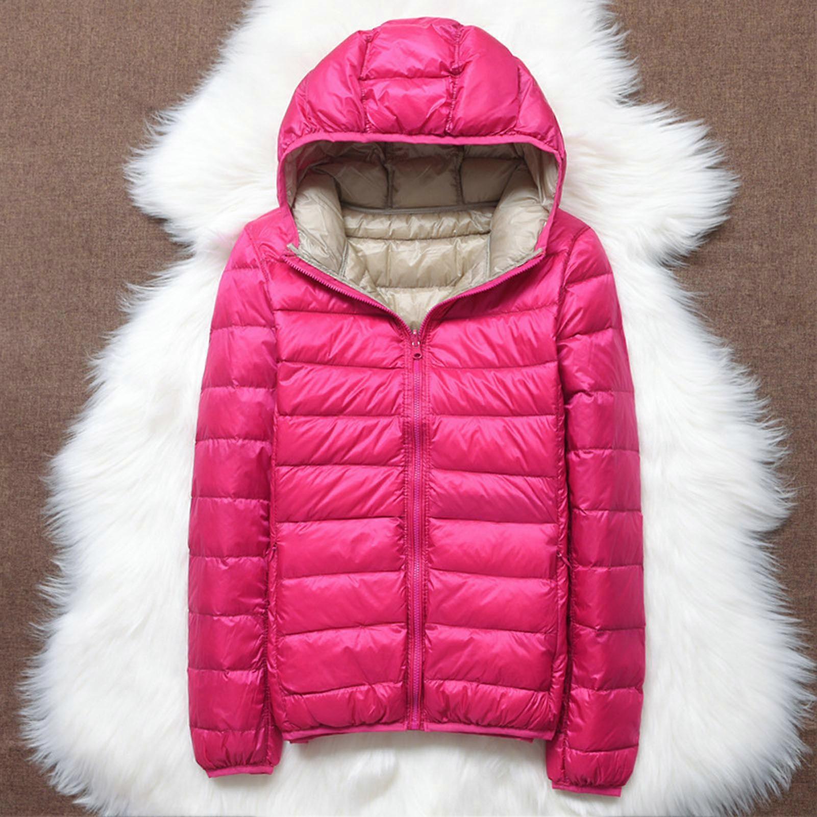 Women's Down Jacket Thin Short Double-Sided White Duck Down Large Size ...