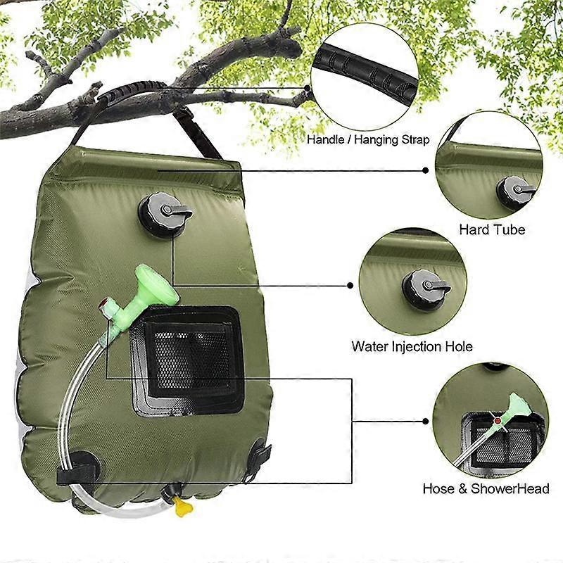 Outdoor 20L Water Bag Solar Heating Portable Shower Camping Hiking ...
