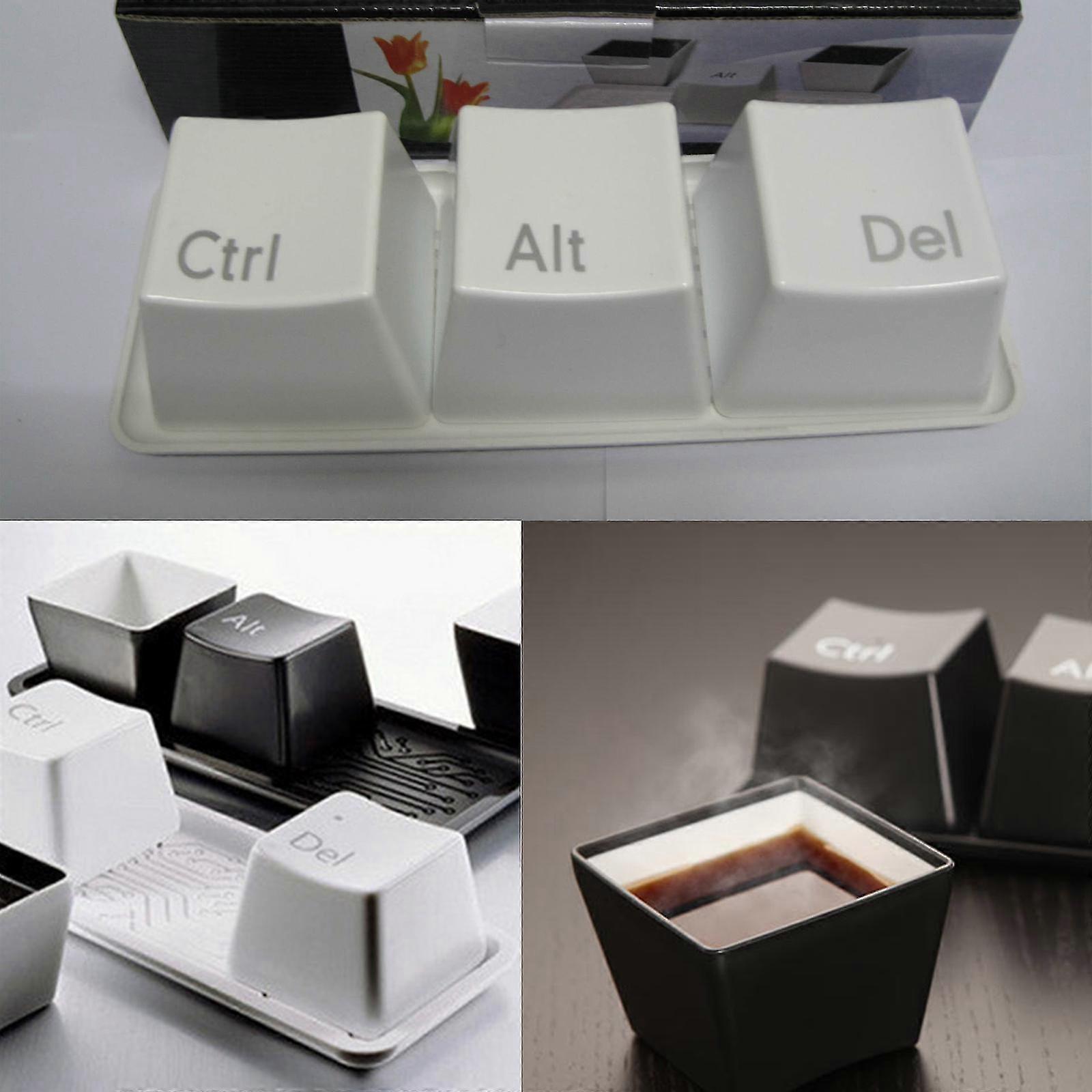 New 3 pcs Keyboard Coffee Tea Water Cup Ctrl Del Alt Key Mug with Tray ...