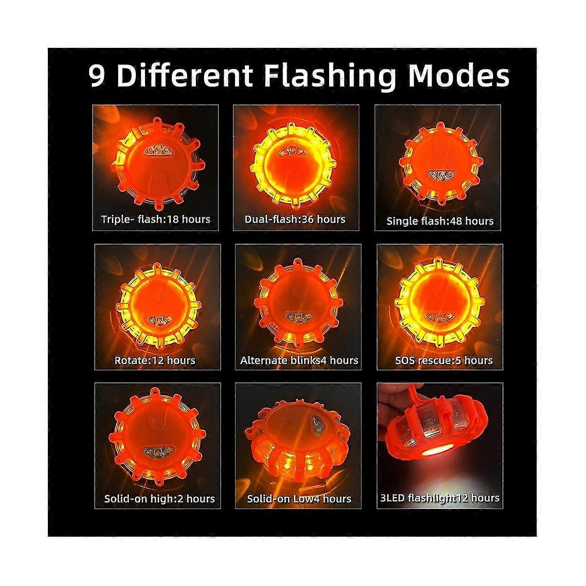 Led Road Flares Emergency Lights Roadside Warning Safety Disc Beacon ...