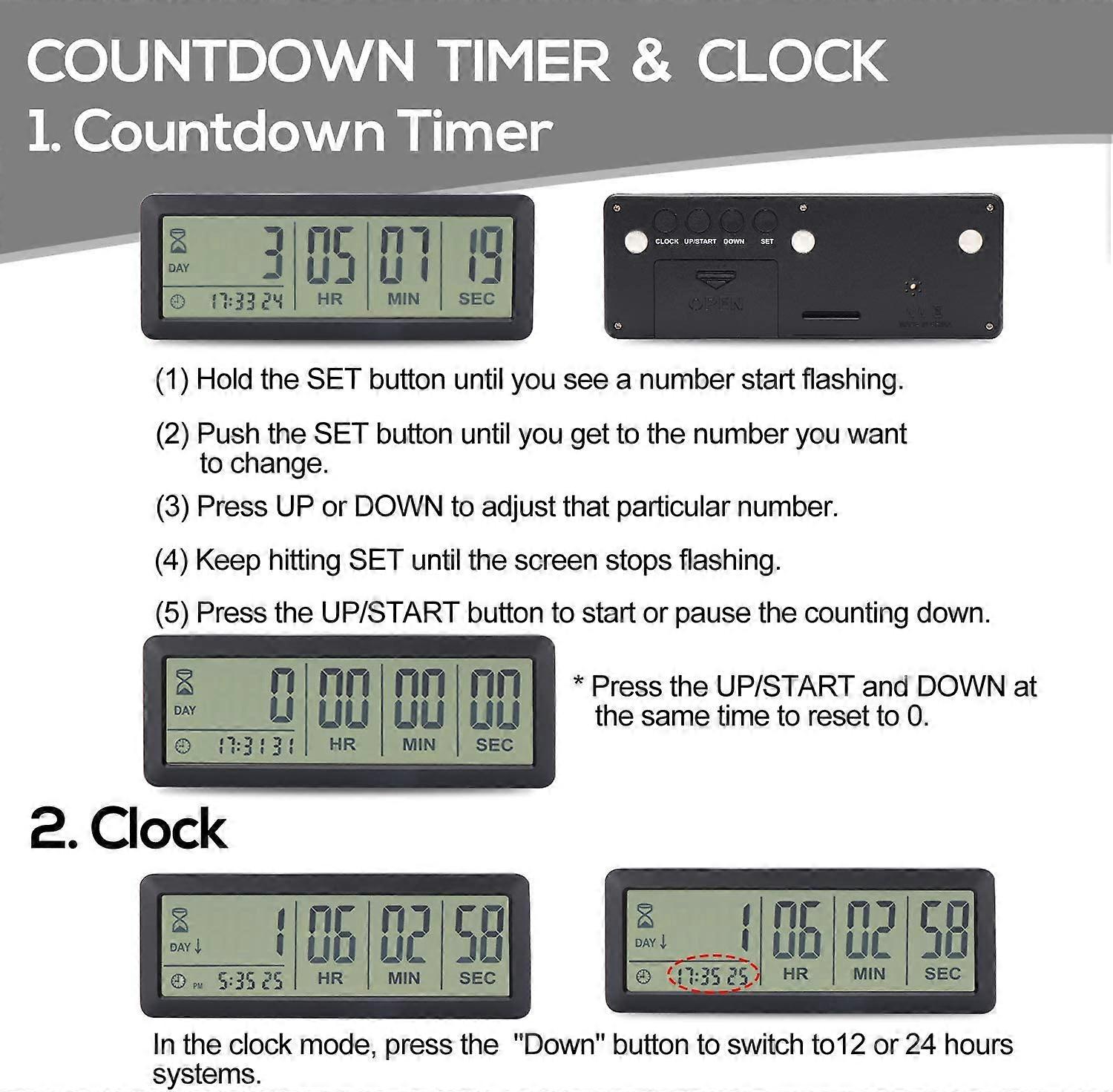 Digital Countdown Days Timer Clock - AIMILAR 999 Days Count Down Clock Timer for Vacation ...