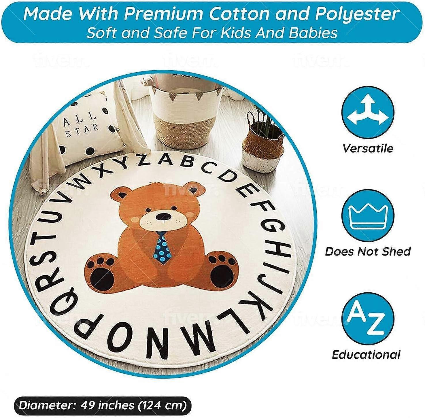 Soft Round Bear ABC Rug for Toddler and Kids - Non slip alphabet carpet ...