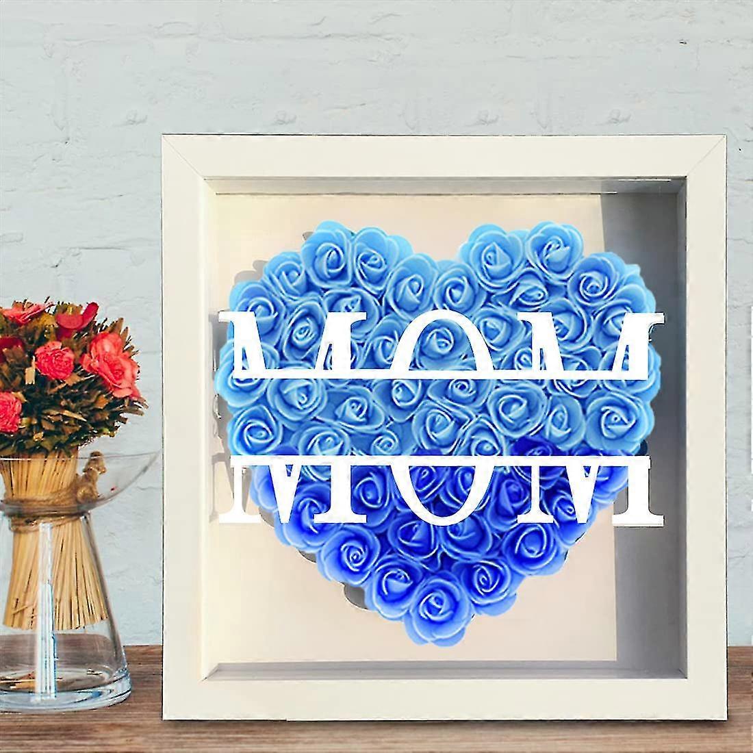 Mom Roses Flower Shadow Box, Personalized Mom Heart Monogram Shadowbox ...