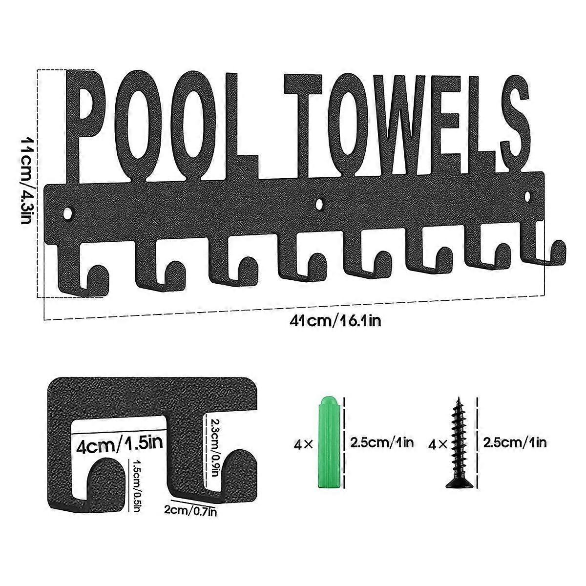 2X Pool Towel Rack Outdoor Wall Mount Towel Holder Towel Hooks for ...