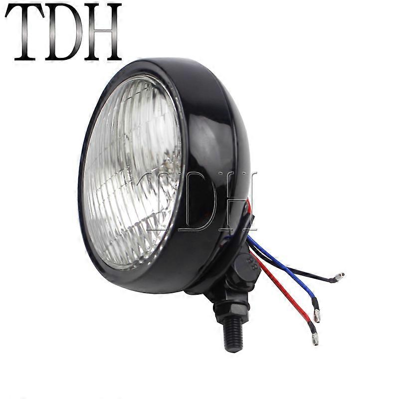 Vintage Amber Lens Motorcycle Aluminum 4.5" Headlight Vehicle Lighting ...