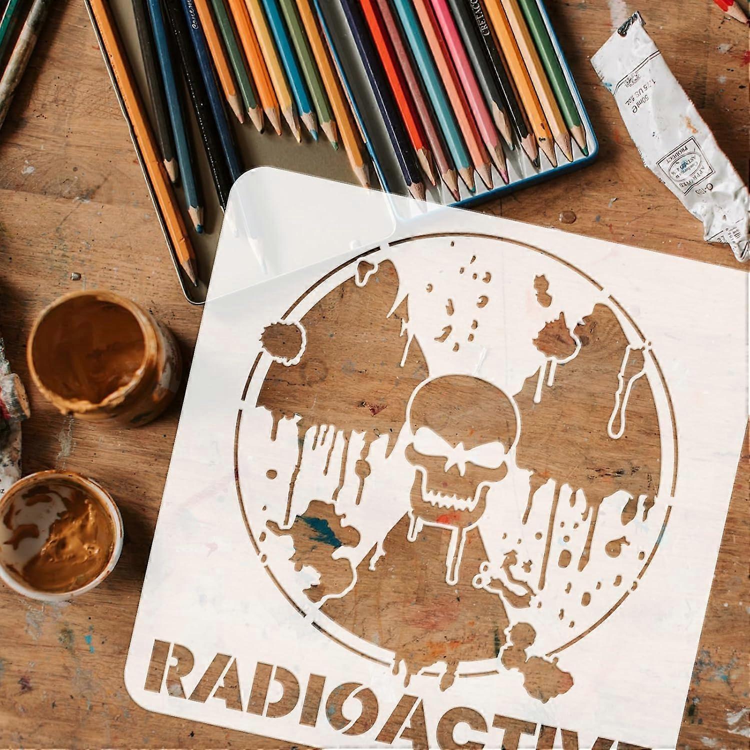 Radioactive Stencil for Painting 11.8x11.8inch Radiation Hazard Warning ...