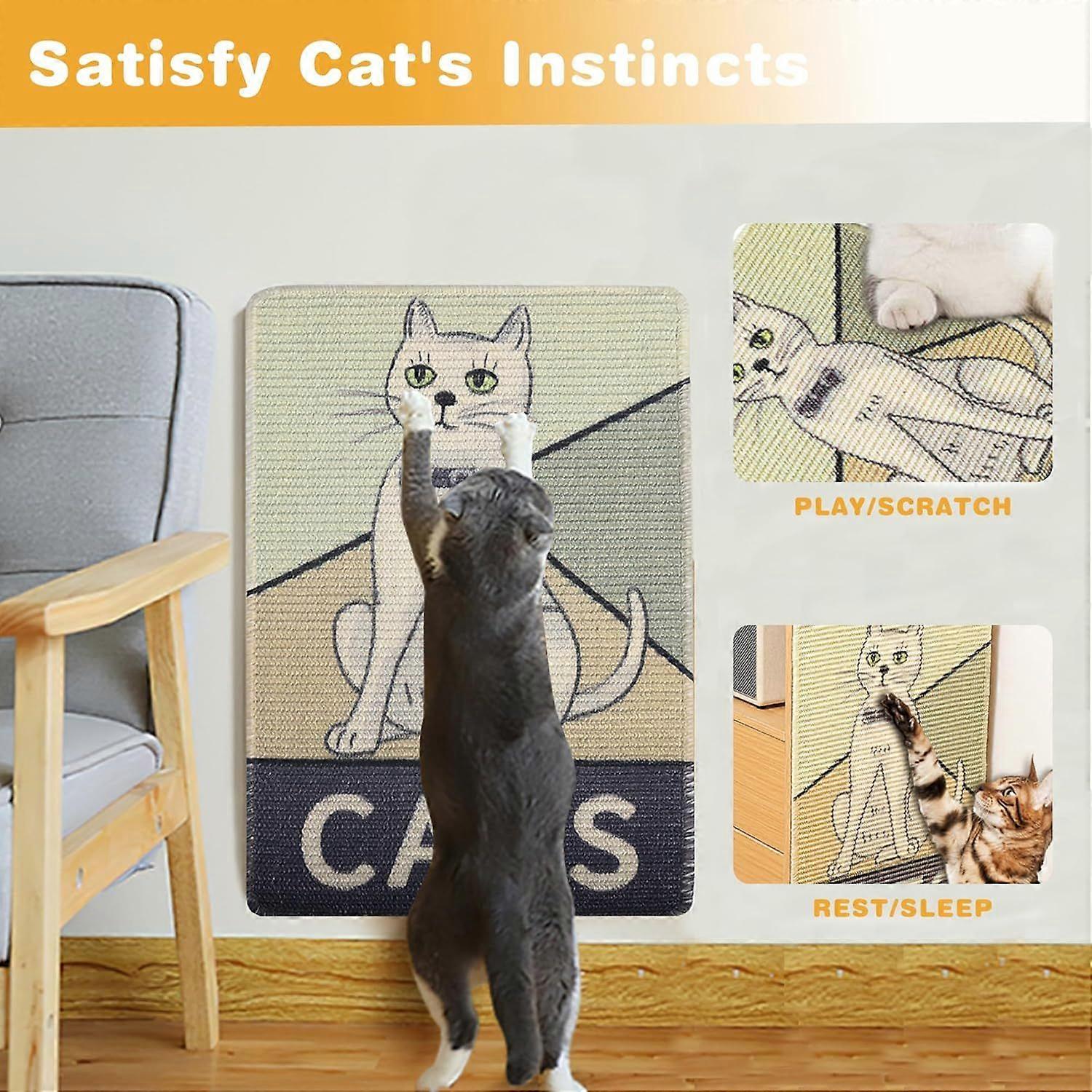 SBSG Sisal Cat Scratcher Mat Wall Mounted, 15.7 X 23.6 Inch Natural ...