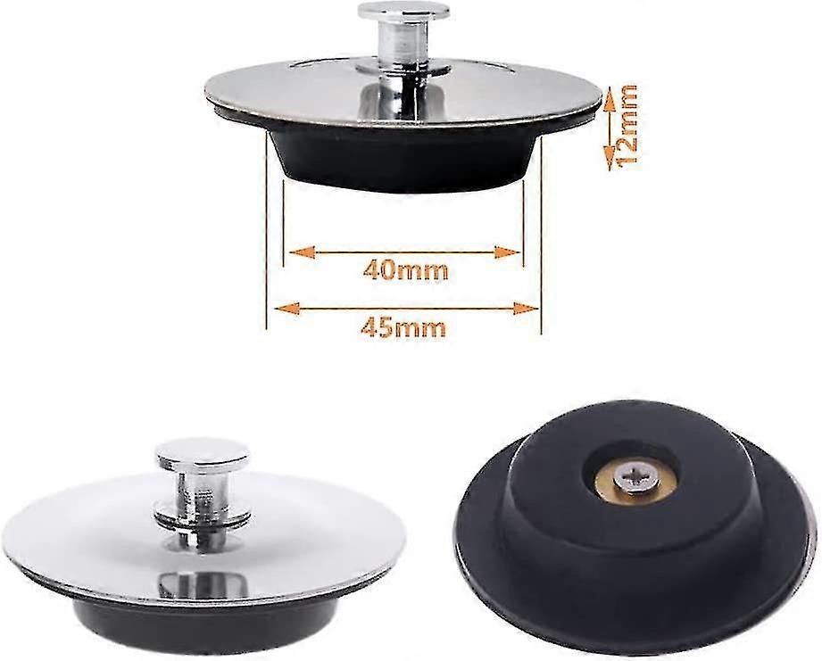 Stainless Steel Drain Plug 42-45mm, Universal Bath Sink Stopper Leak ...