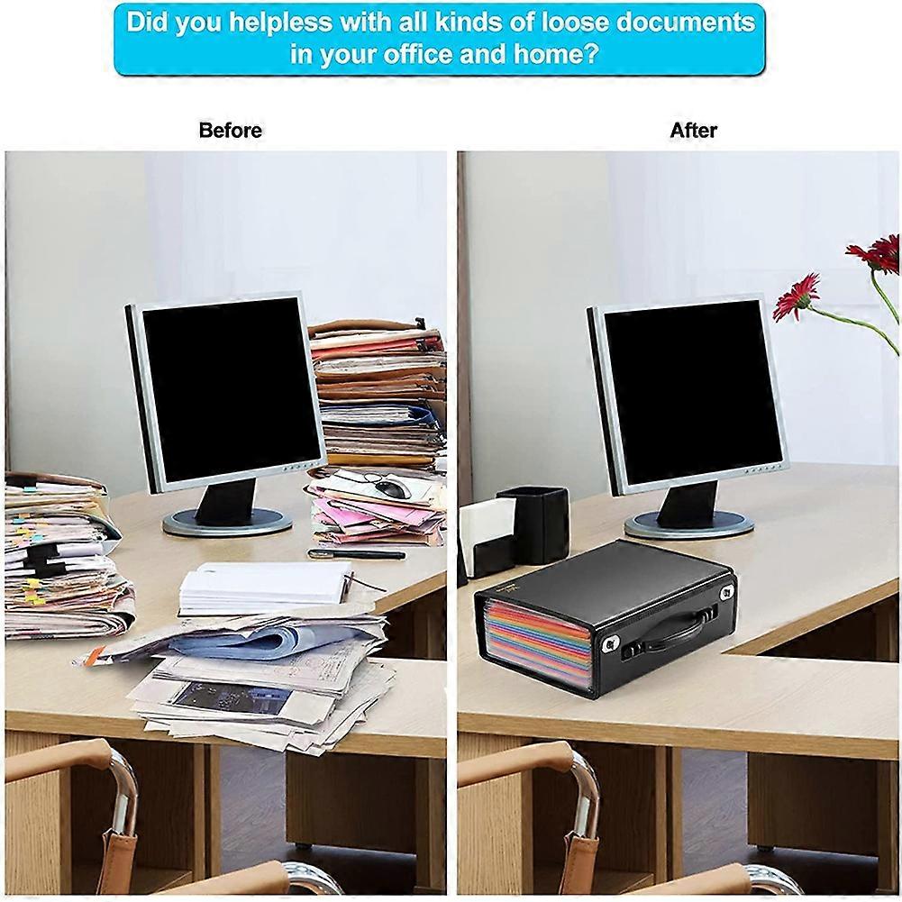 24 Pockets Expanding File Folder Accordian File Organizer,Plastic Paper Document Receipt ...