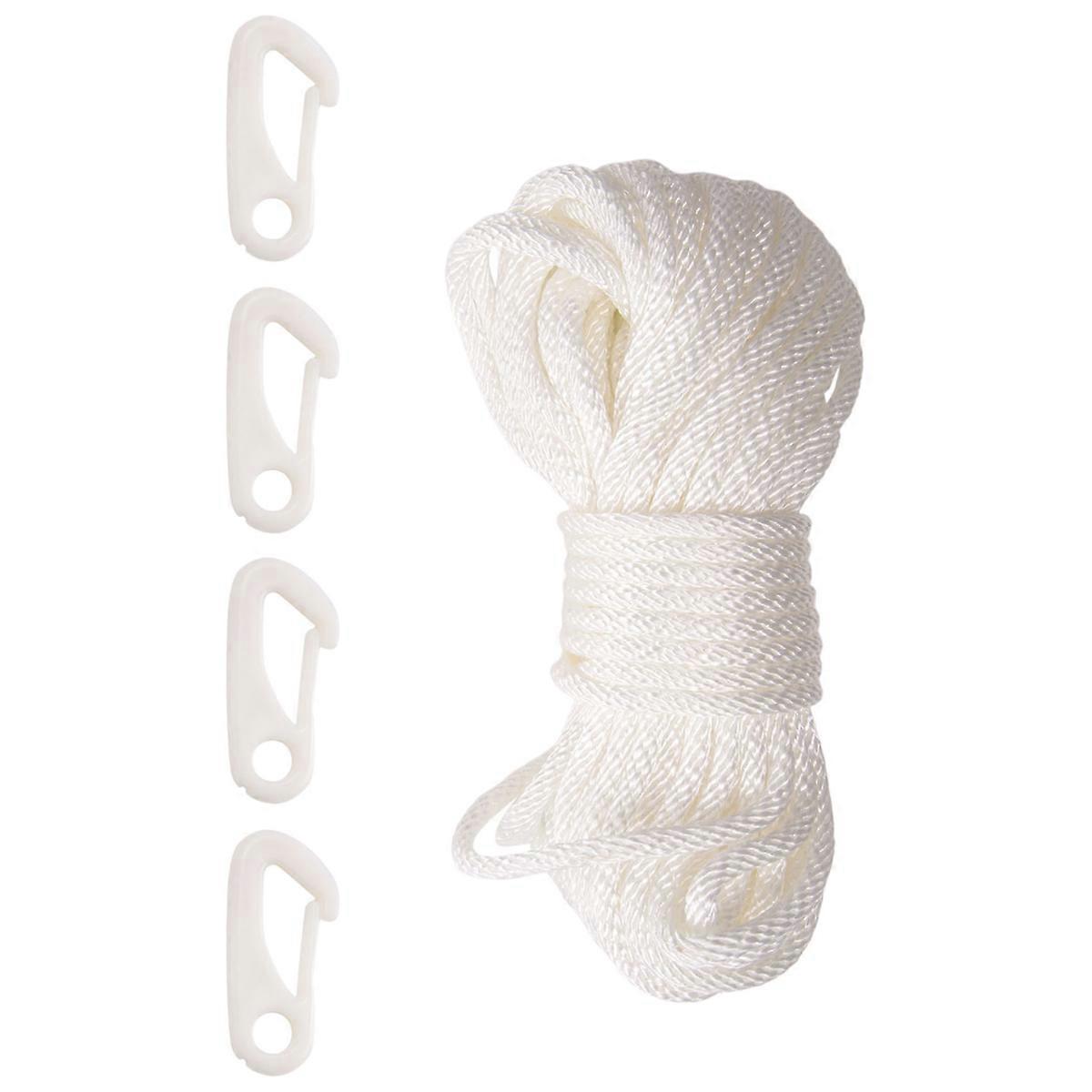 50 Feet x 1/4inch Flag Pole Halyard Rope with 4 Pieces Flag Pole Hook ...