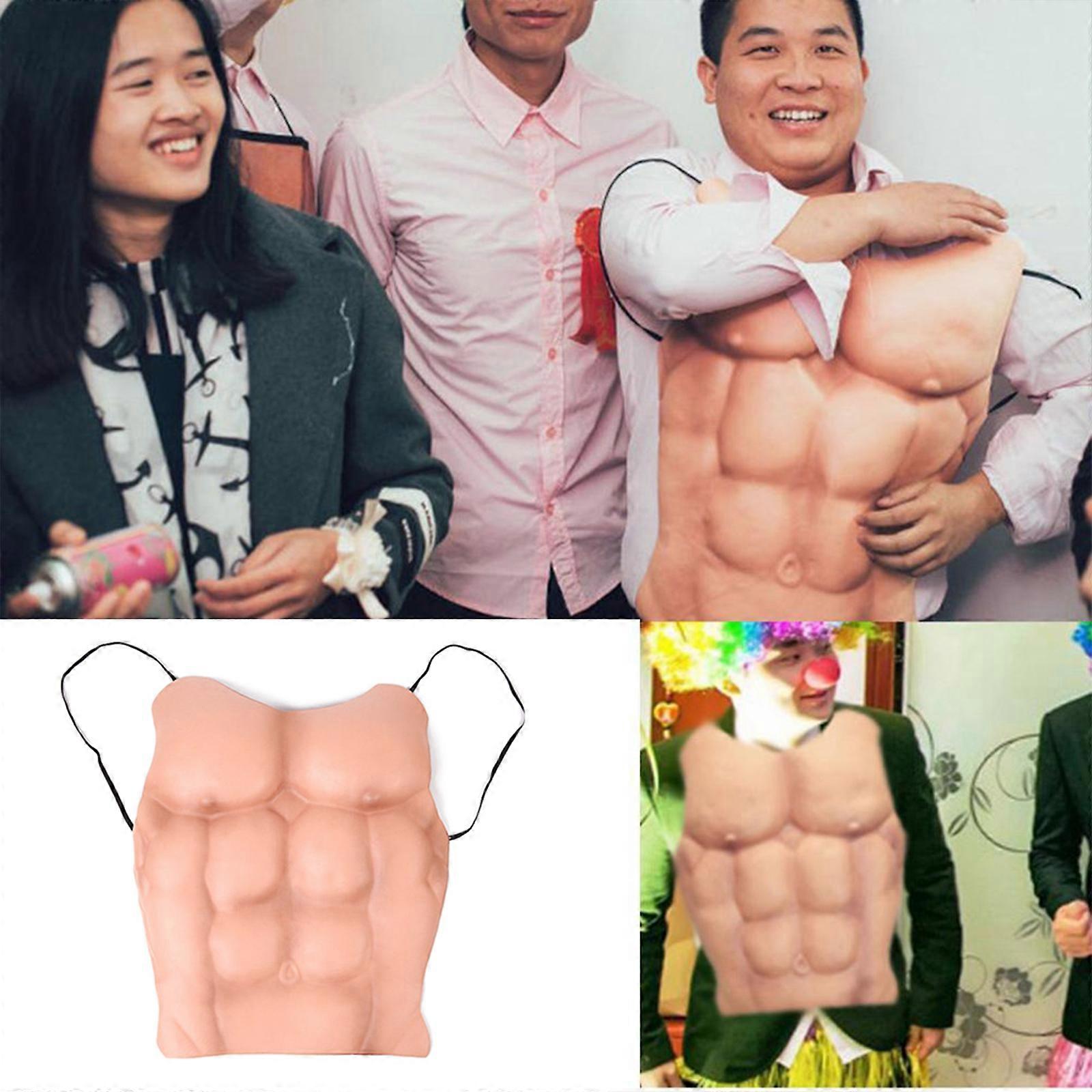 Male Fake Muscle Belly Costumes Props Men Chest Abdominal Muscle Skin ...