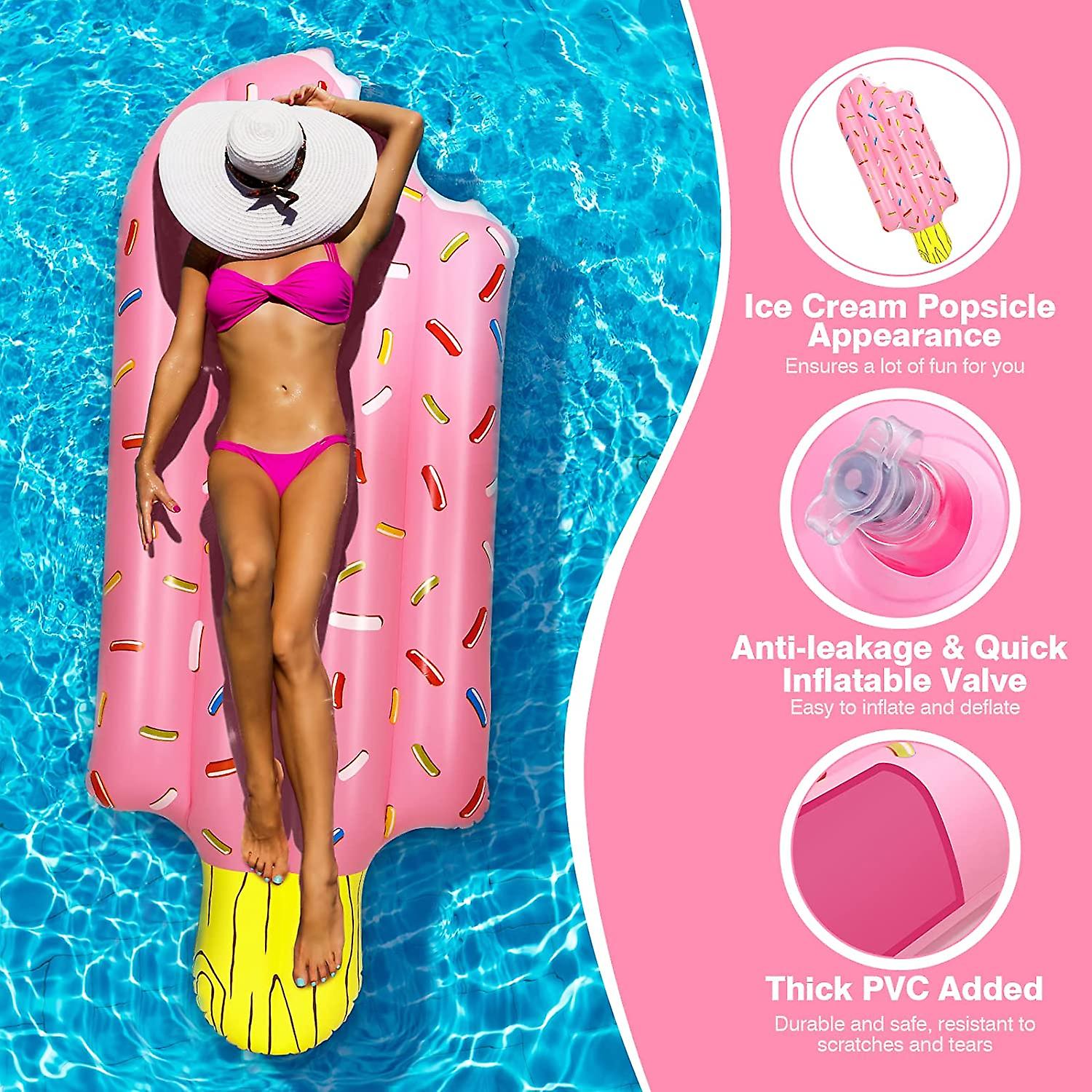 Inflatable Floating Row, Ice Cream Popsicle Float Raft Swimming Pool Float Bed Summer Beach ...