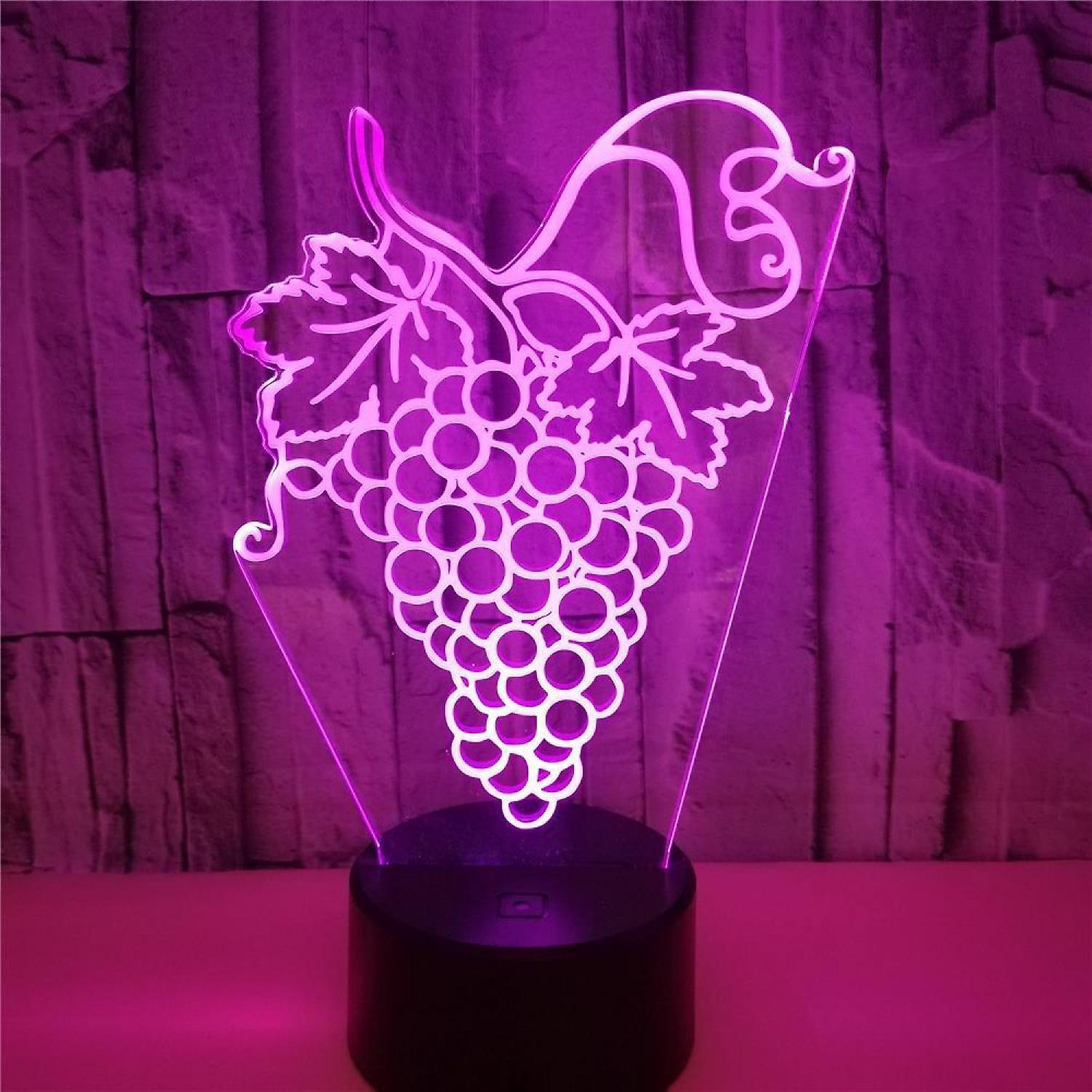 Justup Cute Vesicular 3d Night Light 7 Color Change Led Grape 3d Lights ...