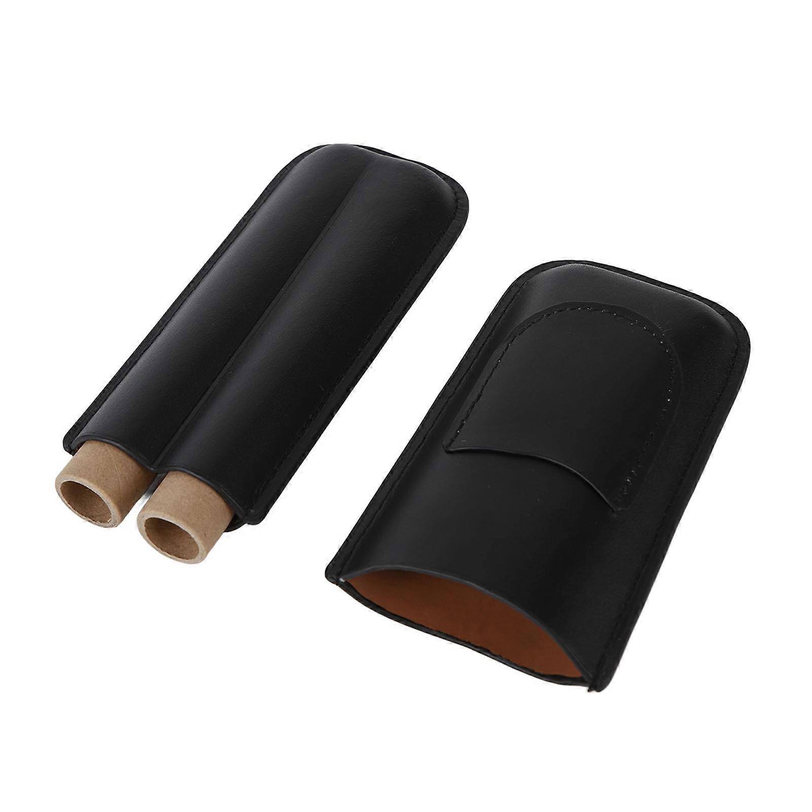 Portable Cigar Bag Leather Humidor Box with 2 Holders for Moisturizing ...