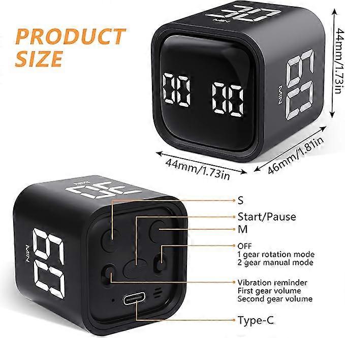 Cube Timer Rotating Pomodoro Technique Timer 5 10 30 60 Minutes And Custom Countdown