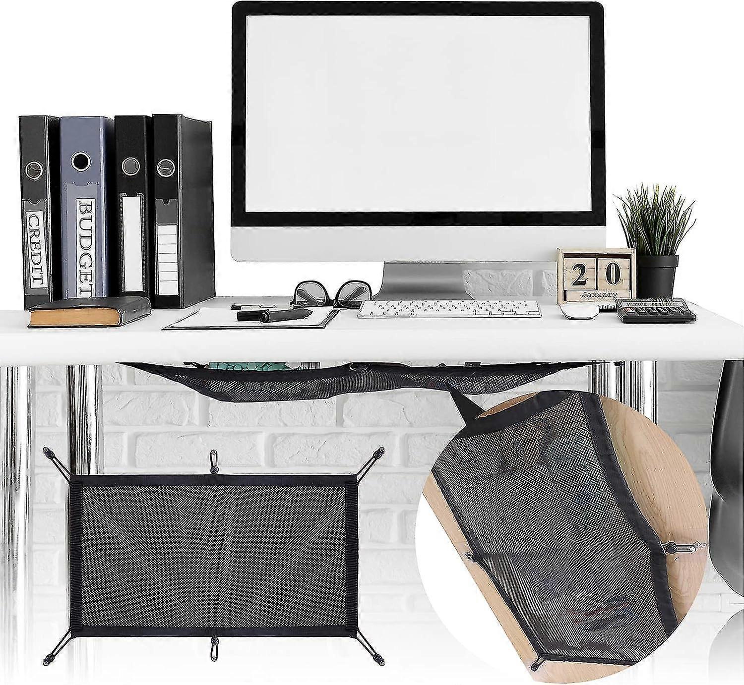 Cable Organizer, Drill Free Cable Management Organizer Under Desk Mesh ...