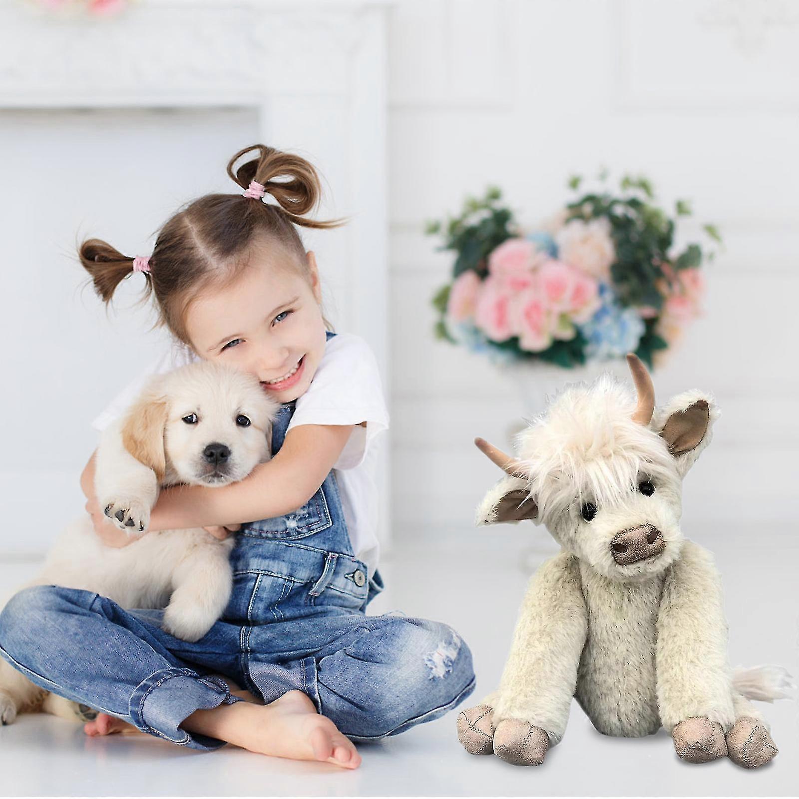 Highland Cow Stuffed Animals Realistic Cow Plush Toy Soft Cuddly Farm ...