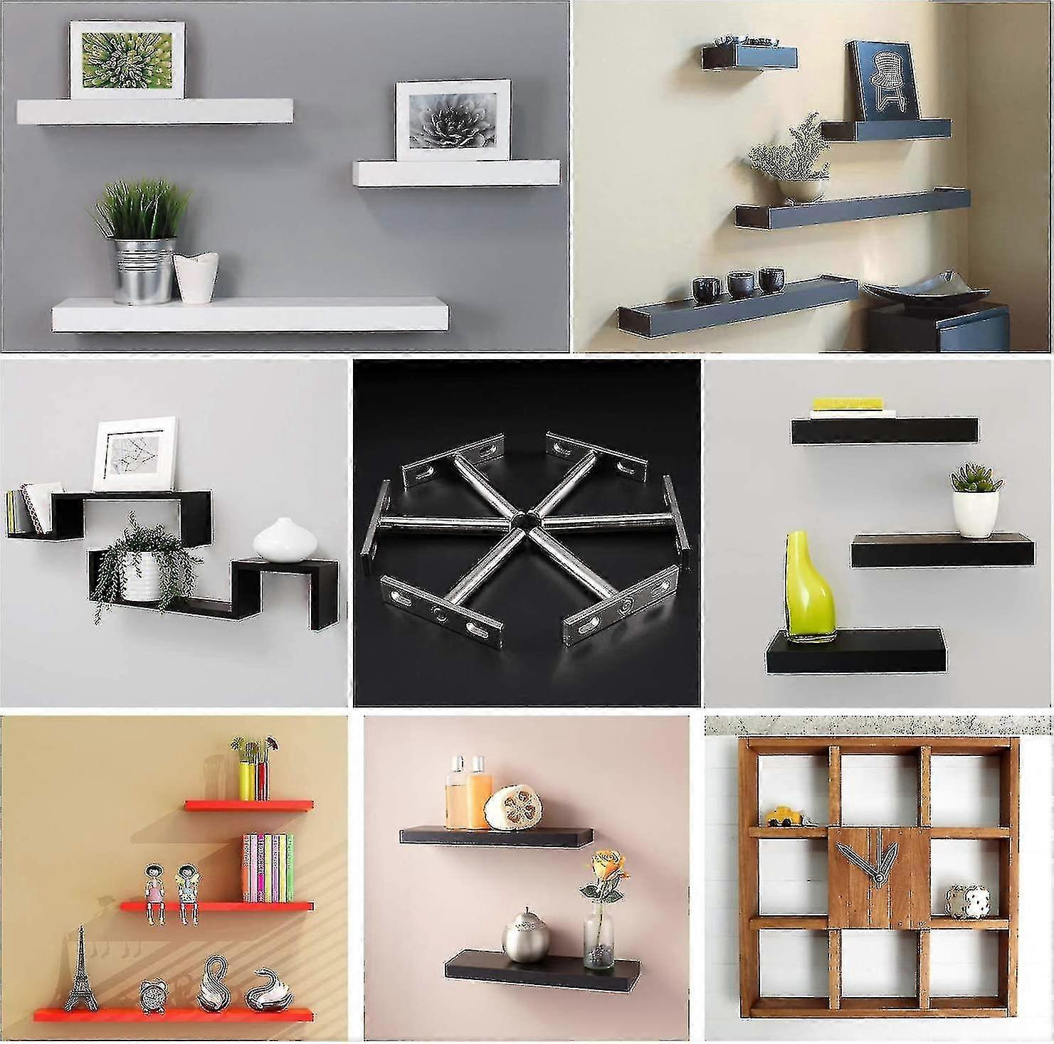 6 Pieces Metal Brackets For Floating Shelf, 3 Inch Hidden Fixings ...