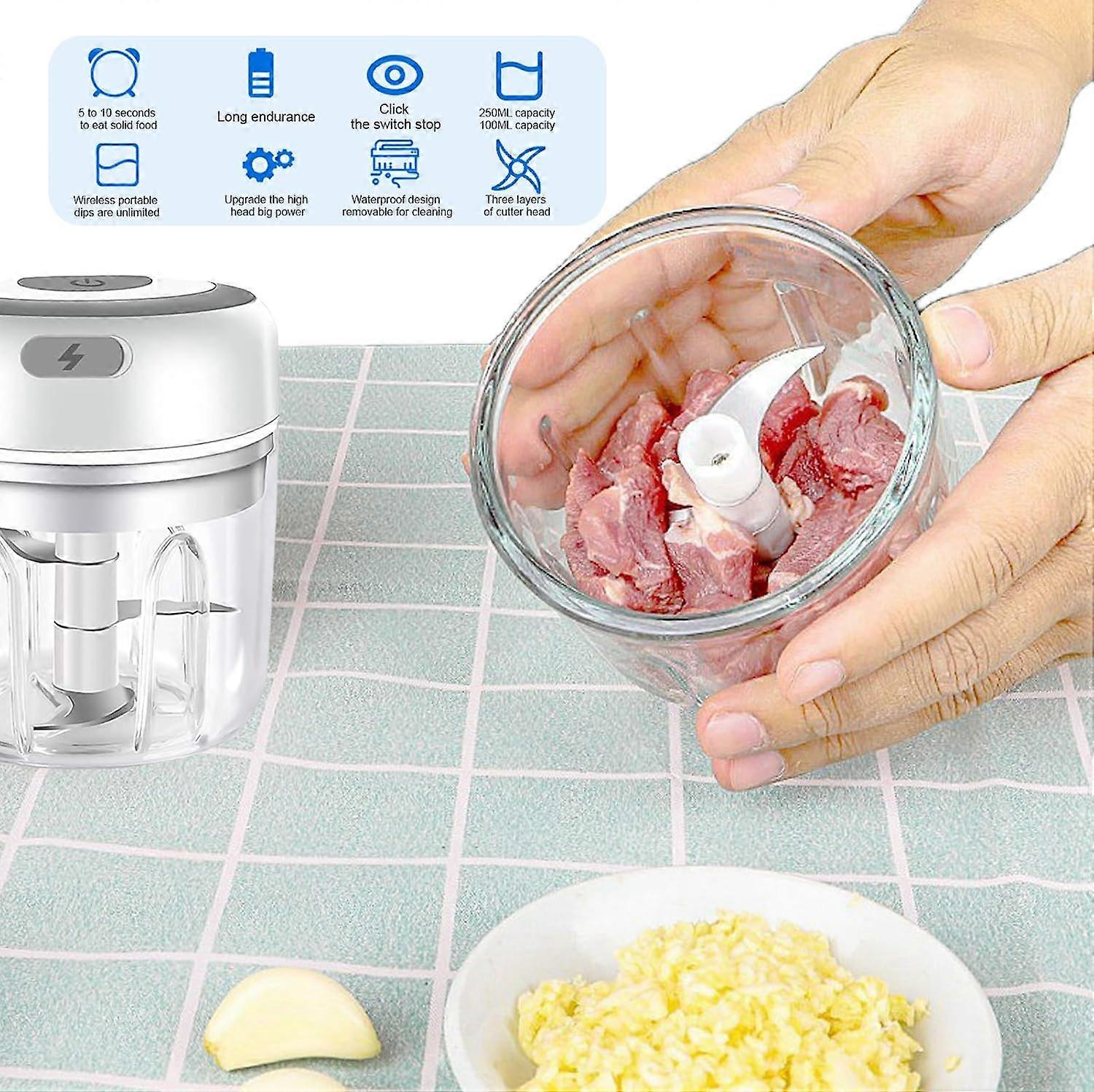 Rechargeable Electric Kitchen Chopper - 250ml & 100ml Capacity, 2 Cup ...