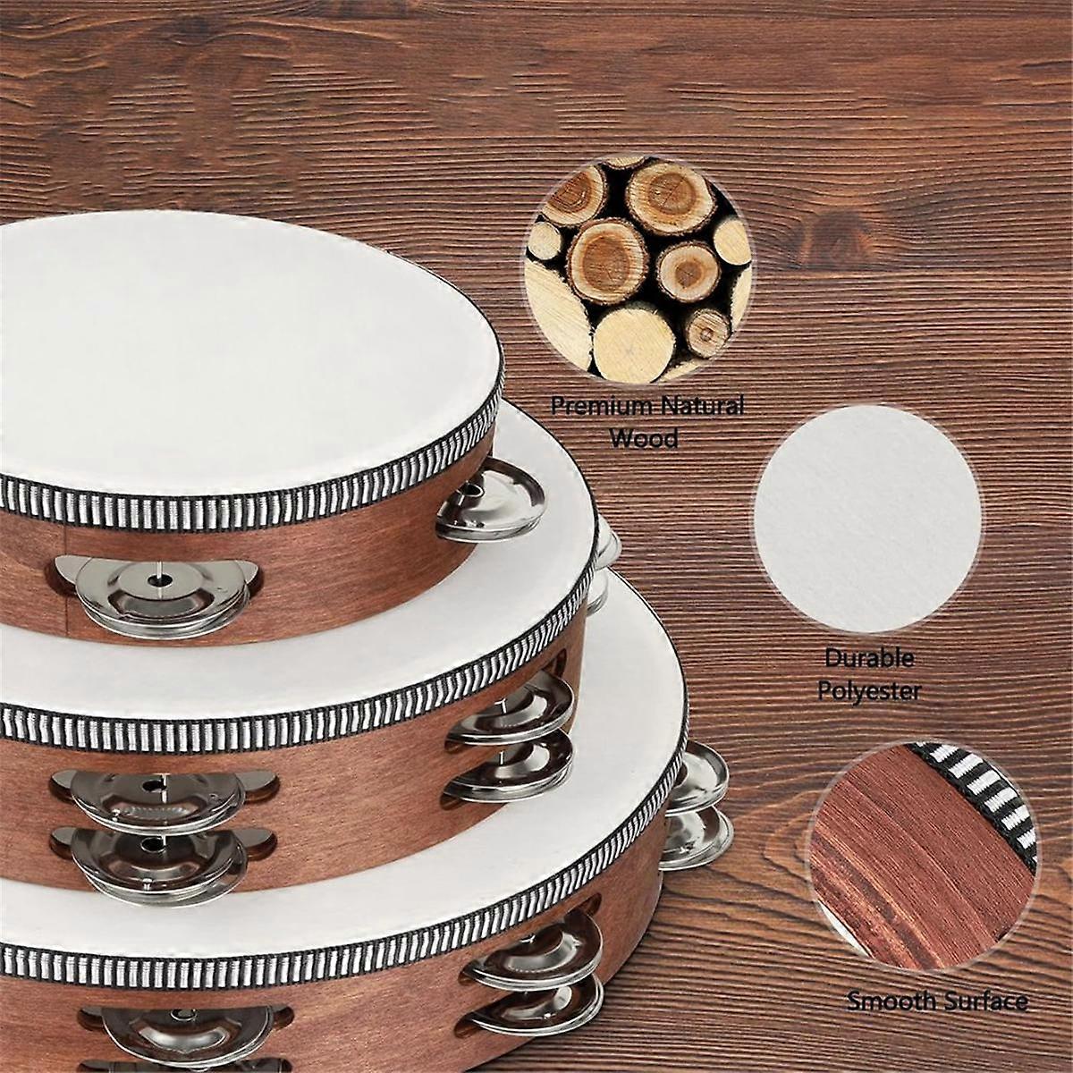 3 PCS Wooden Hand Held Percussion Tambourine , Tambourines Musical ...