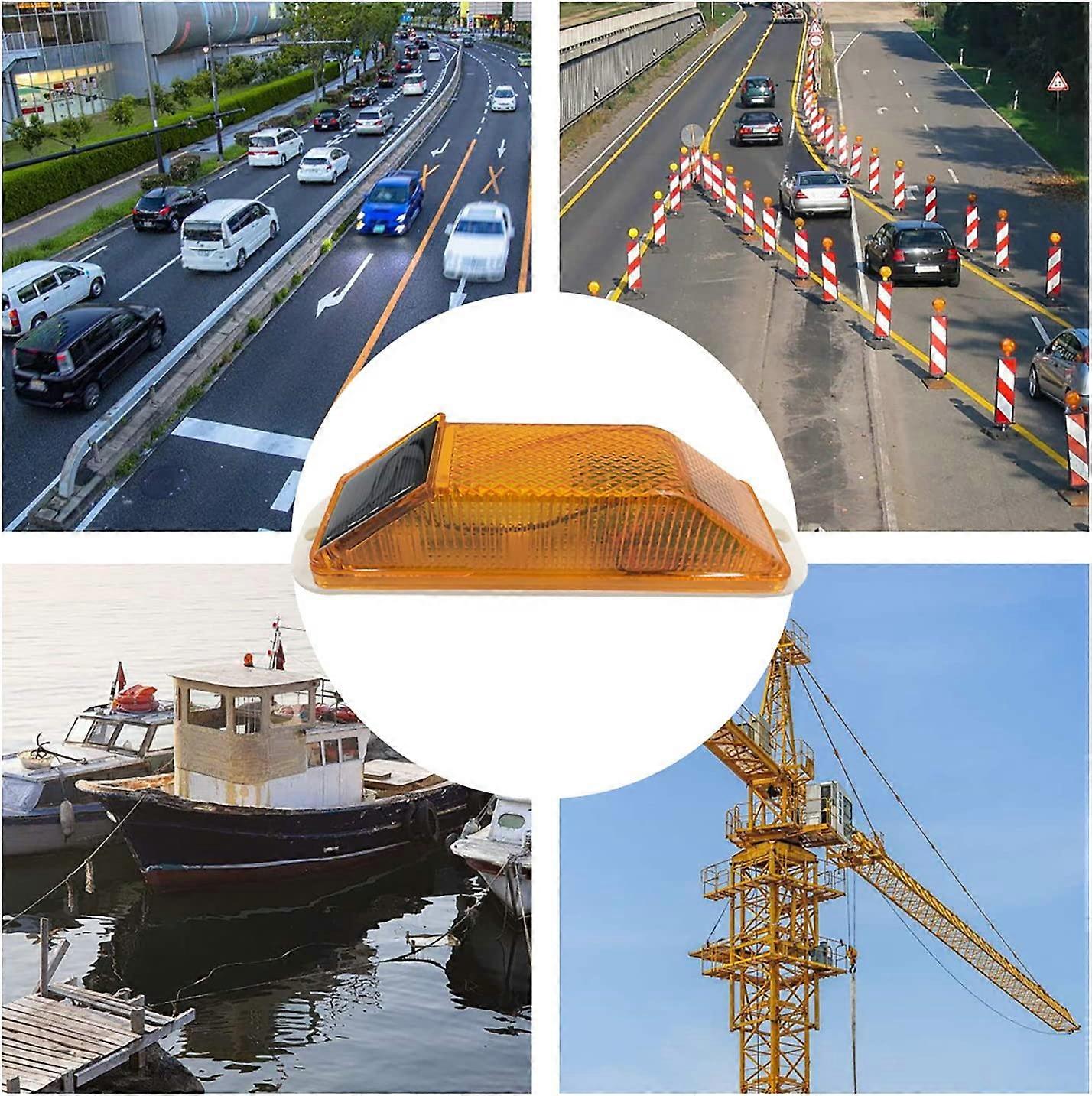 Solar strobe warning light flashing construction safety roadblock ...
