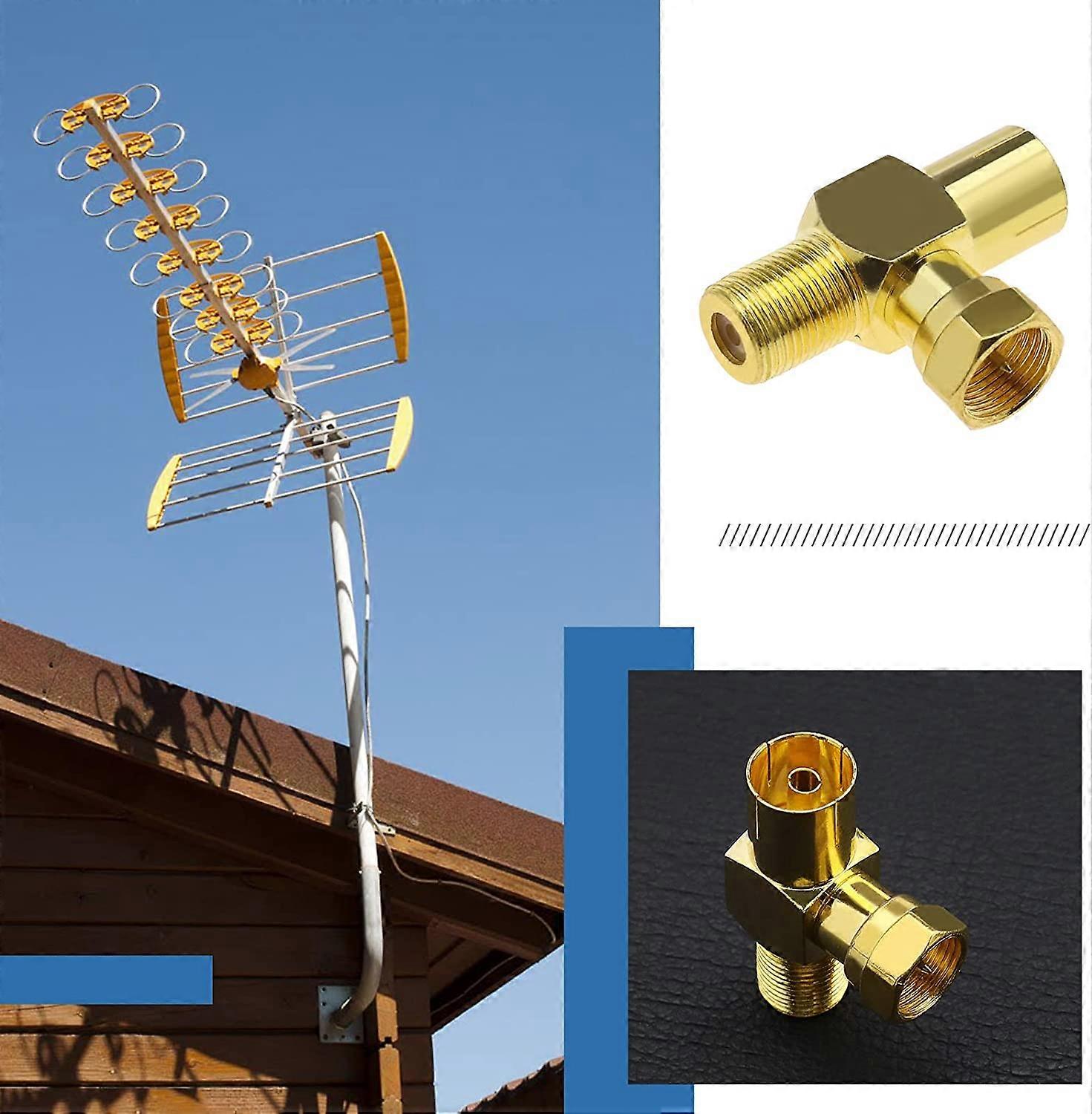 2pcs T/F-Type Coaxial Cable Splitter Combiner Adapter Connector for TV ...