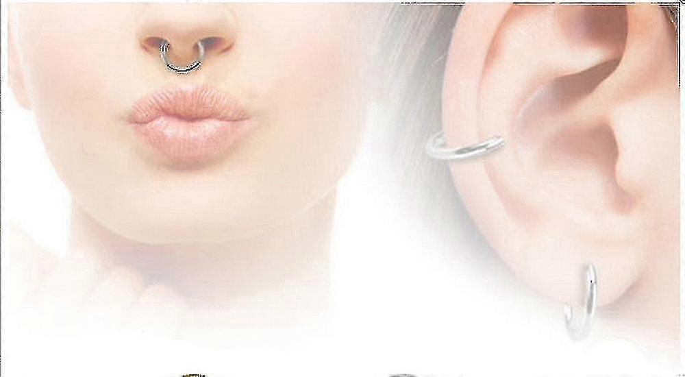 20 Gauge ( 0.8mm ) - 9mm Diameter 316l Surgical Steel Hinged Clicker Segment Nose Ring Piercing ...