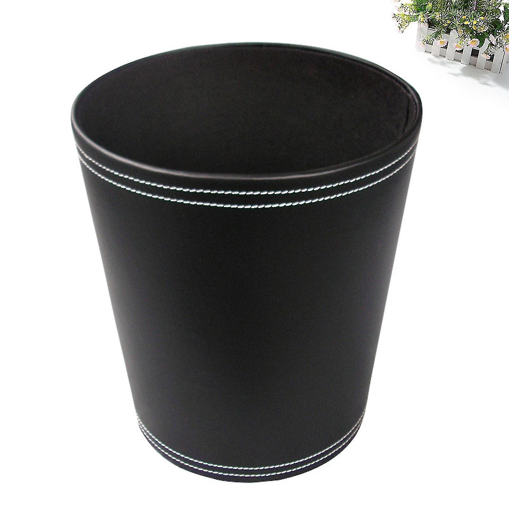 Black Leather Wastebasket Modern Design For Kitchen Bathroom Office ...