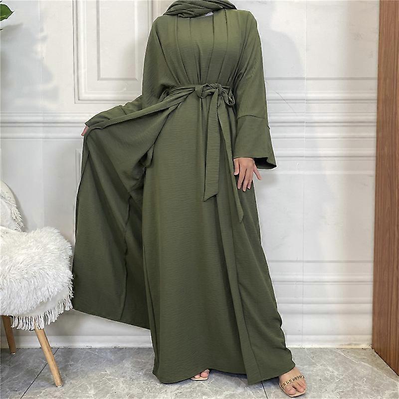 Set Abaya 2 Piece Matching Muslim Hijab Dress Plain Loose Eid Abayas for Women Dubai Turkey ...