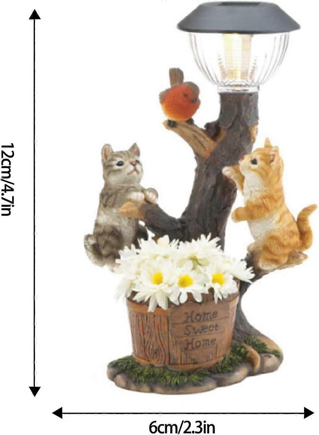 Garden Solar Lights Animal Climbing Garden Statue, Resin Cat Statue ...
